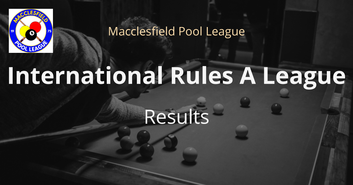 International Rules A League | Results | Macclesfield Pool League