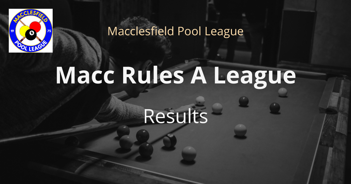 Macc Rules A League | Results | Macclesfield Pool League