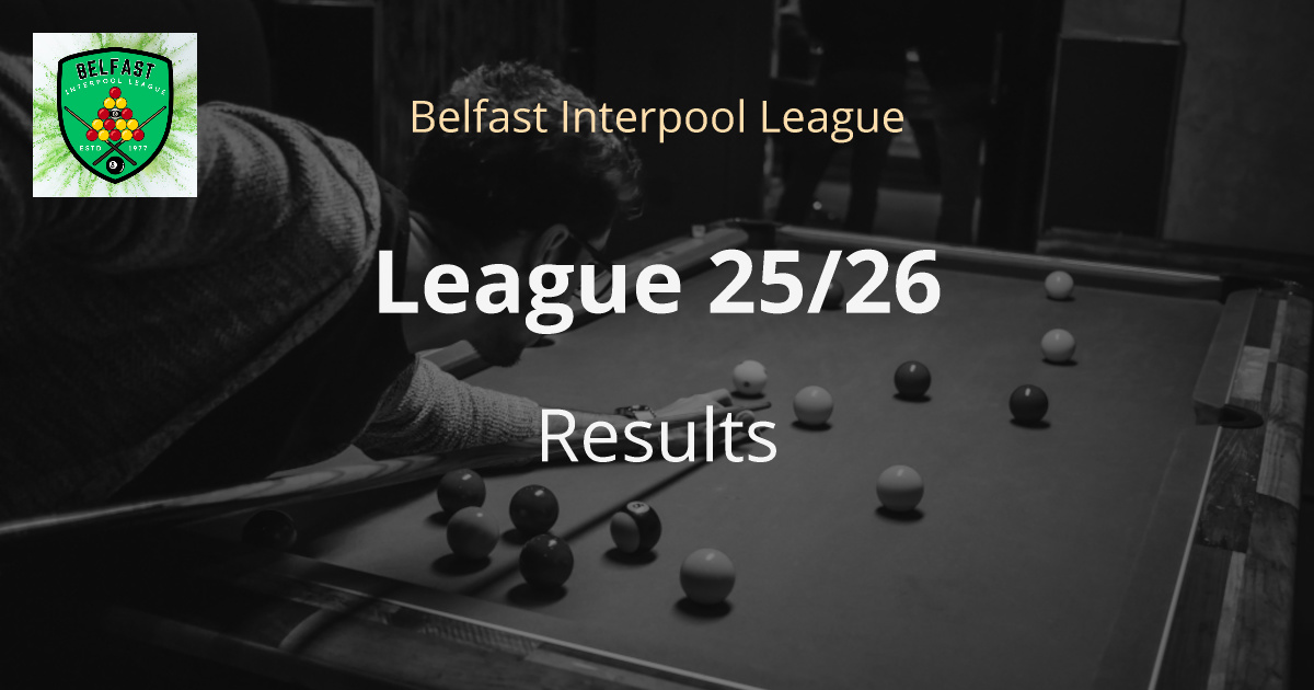League 25/26 | Results | Lough Neagh Pool League